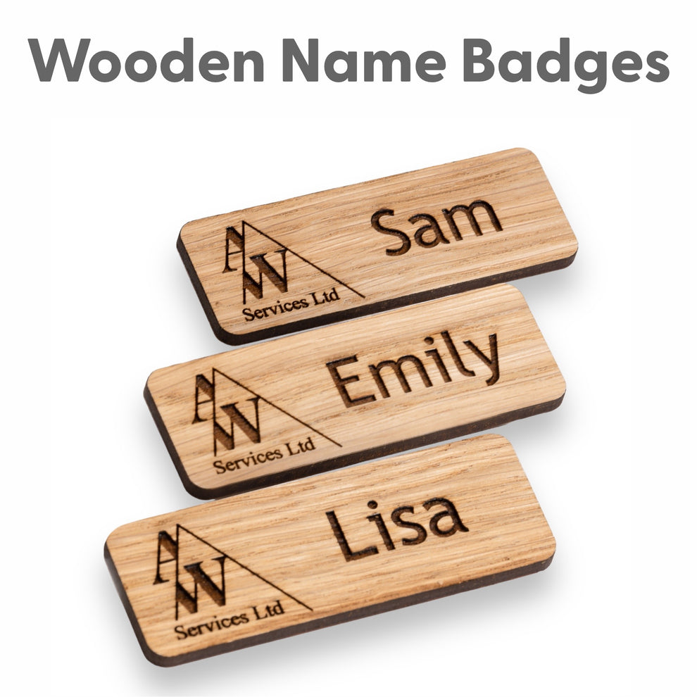 Wooden Name Badges – Naturelase